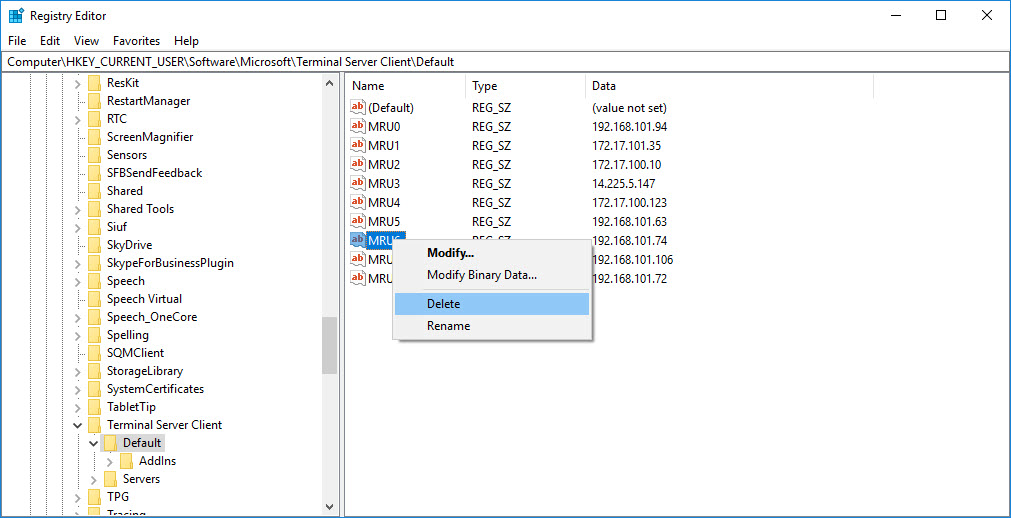 Xóa các ip đã dùng trên Remote Desktop Connection - Thuê máy chủ ảo VPS ...